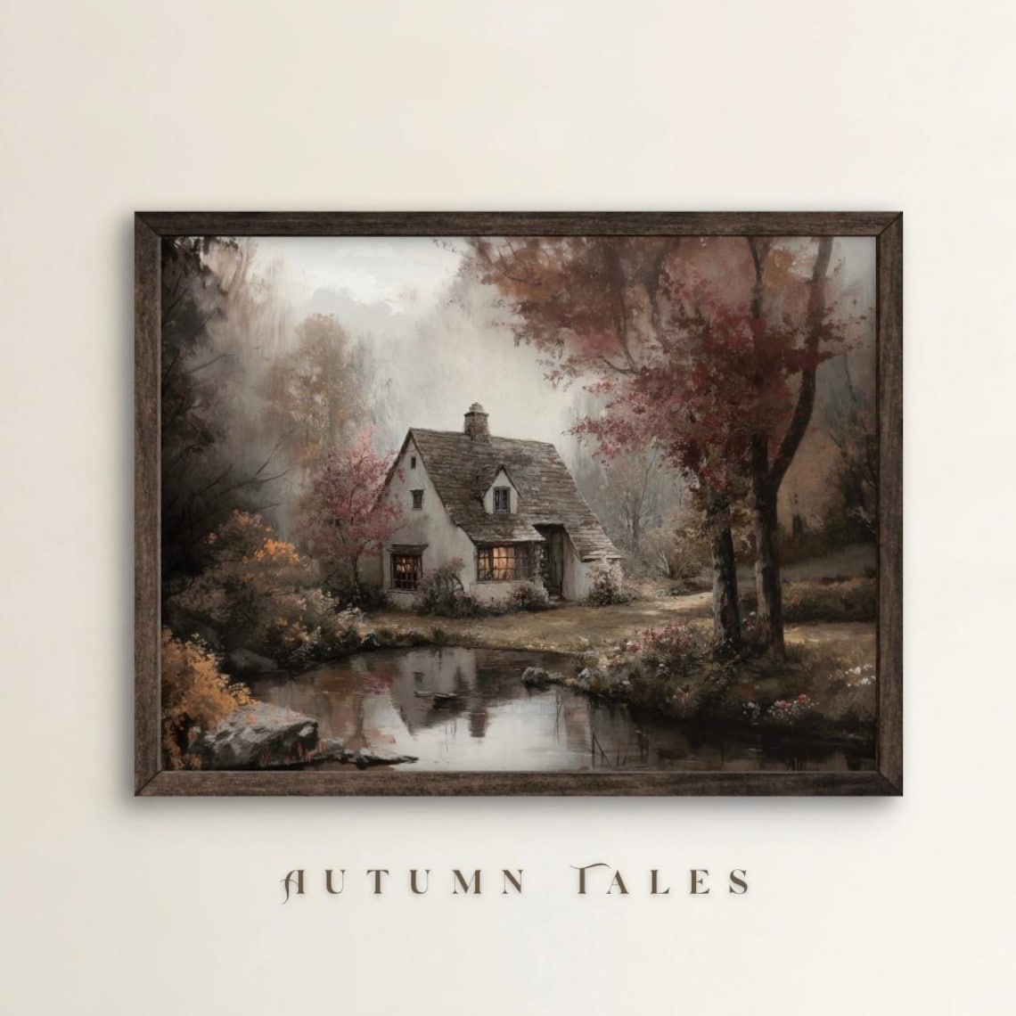 PosterArt Vintage Fall Forest Cottage Poster Wall Art Cozy Autumn ...