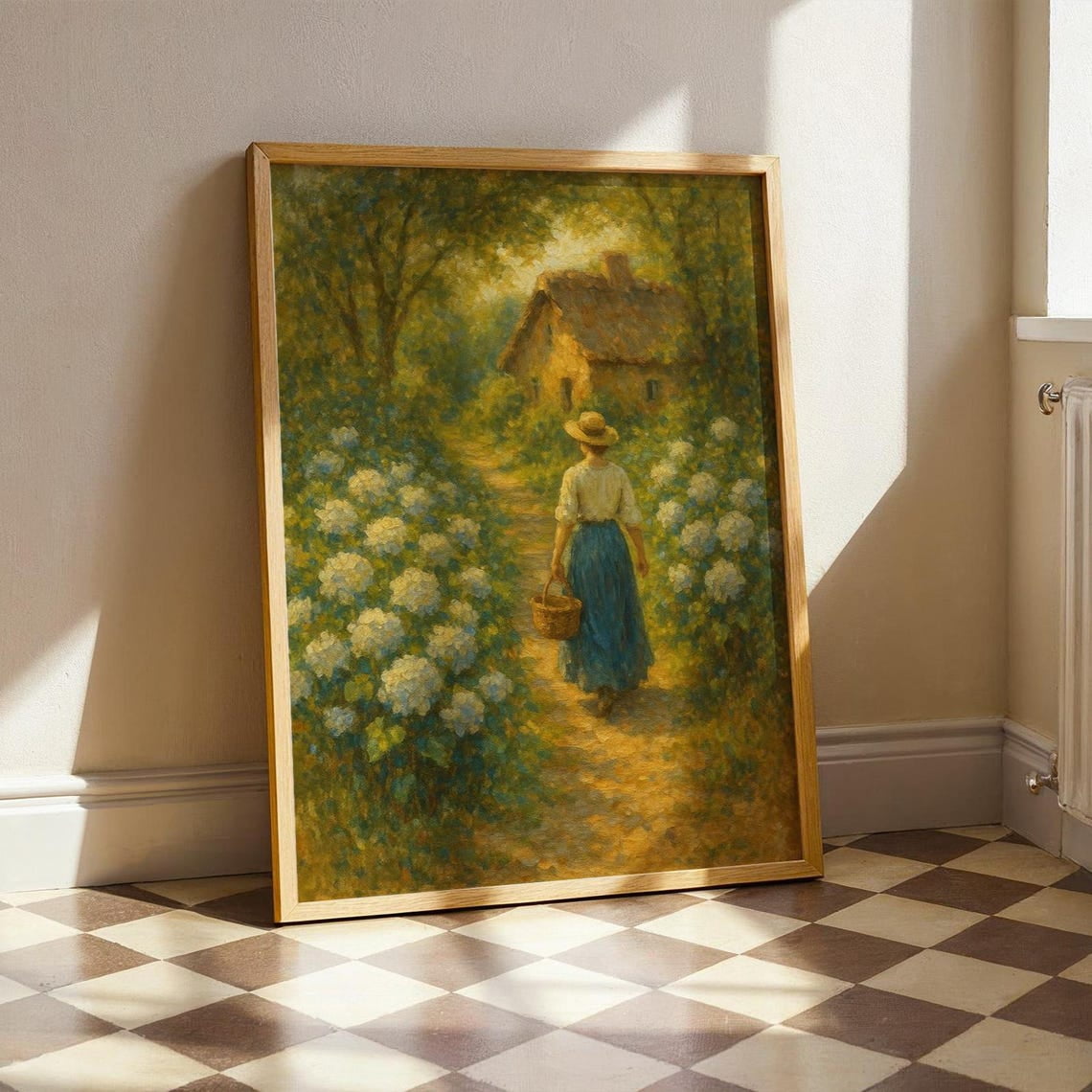 PosterArt Vintage Floral Cottagecore Poster Print, Romantic Hydrangea ...