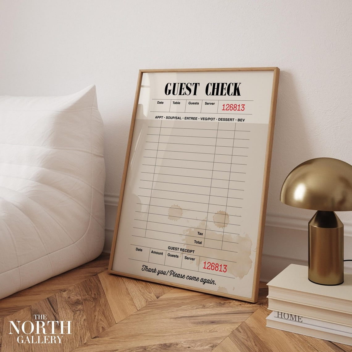 PosterArt Vintage Guest Check Receipt Poster with Coffee Stain Rustic ...