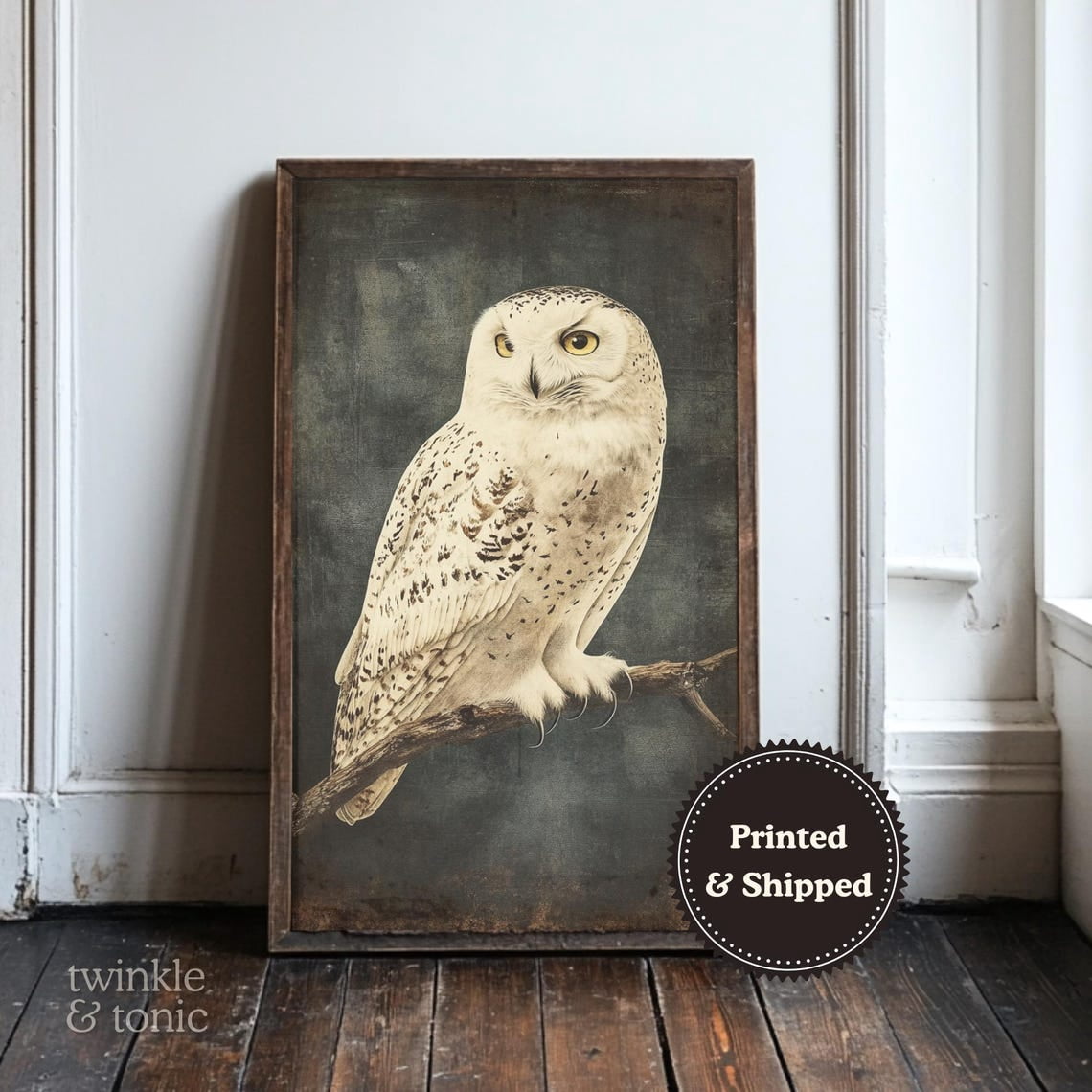 PosterArt Vintage Owl Art Print Dark Academia Nature Wall Décor Moody ...