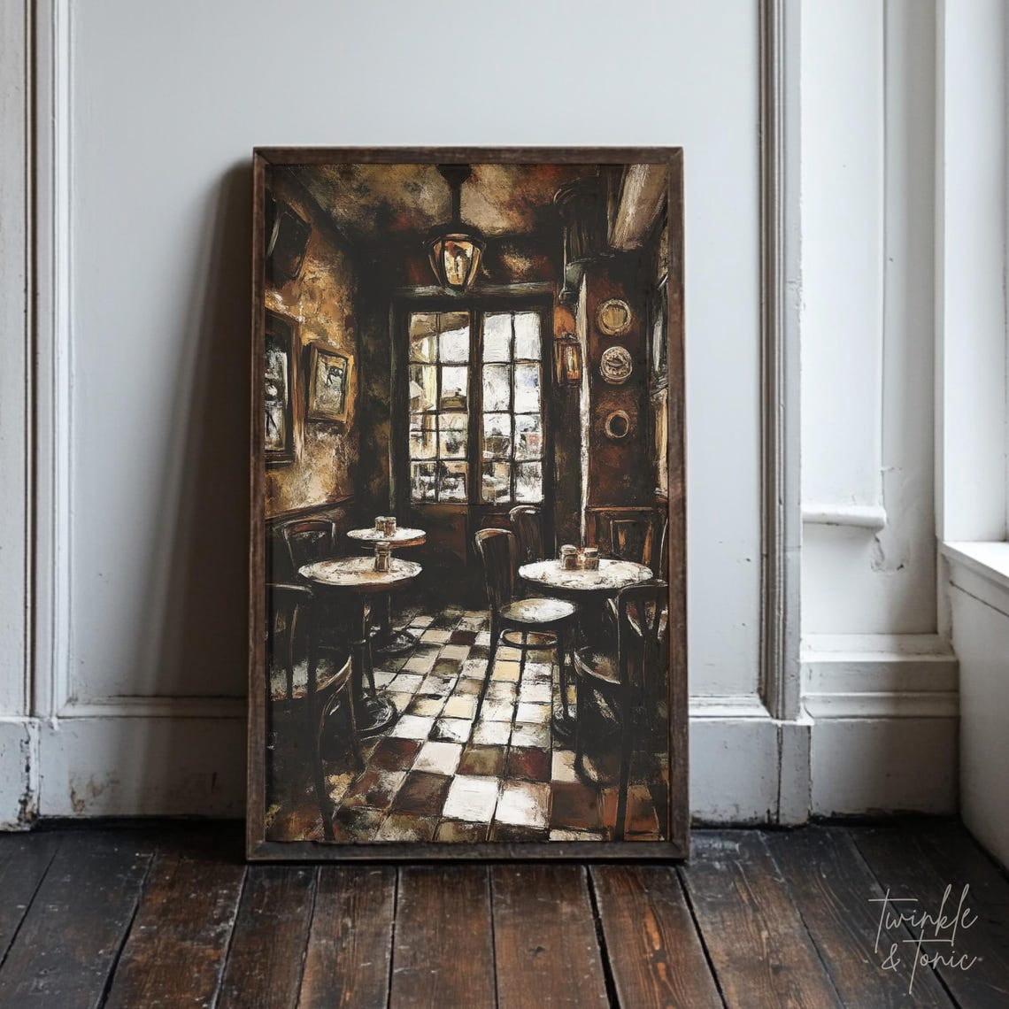 PosterArt Vintage Parisian Café Art Print Rainy Street Wall Décor Cozy ...