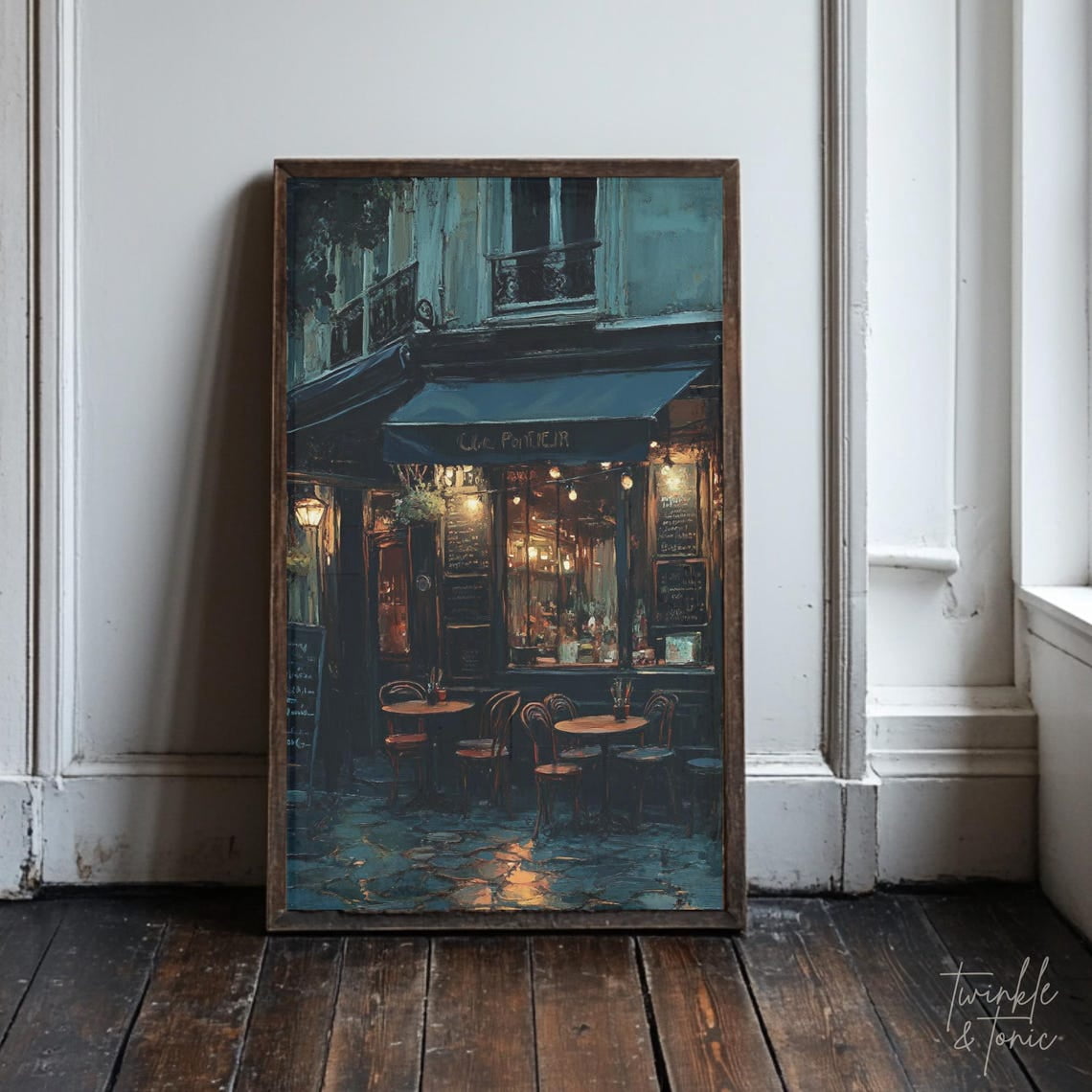 PosterArt Vintage Parisian Café Art Print Rainy Street Wall Décor Cozy ...