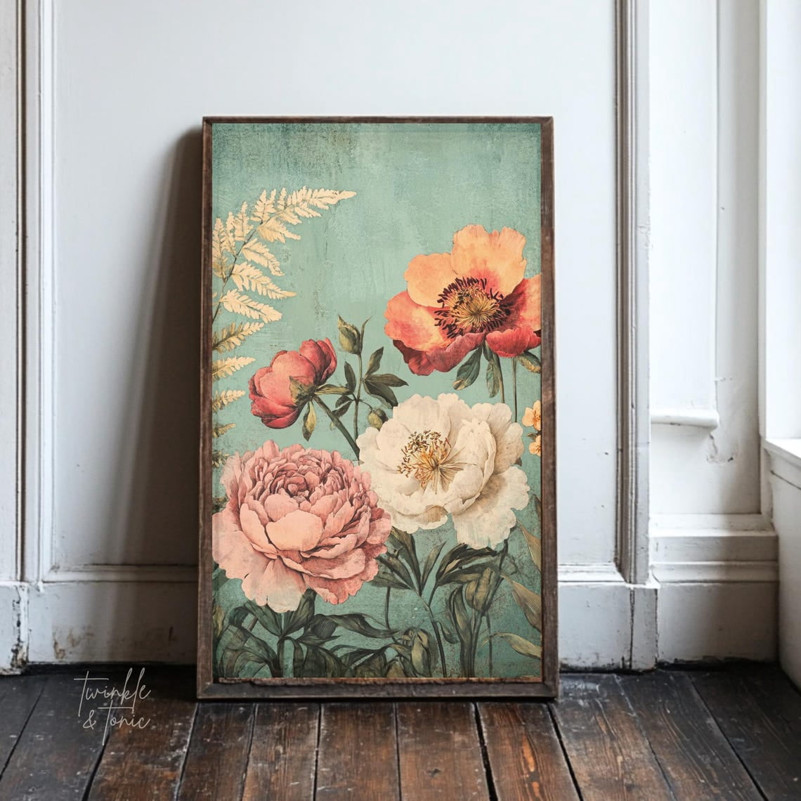 PosterArt Vintage Peonies Art Print Dark Academia Wall Décor Moody ...
