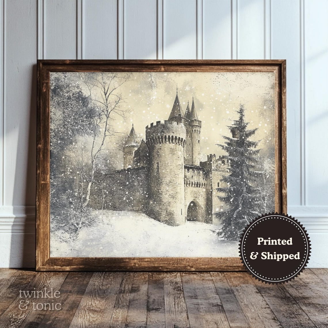PosterArt Vintage Renaissance Castle Art Print Medieval Wall Décor Dark ...