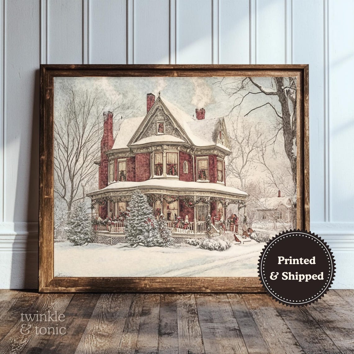 PosterArt Vintage Winter Holiday Art Print Rustic Victorian Wall Décor ...