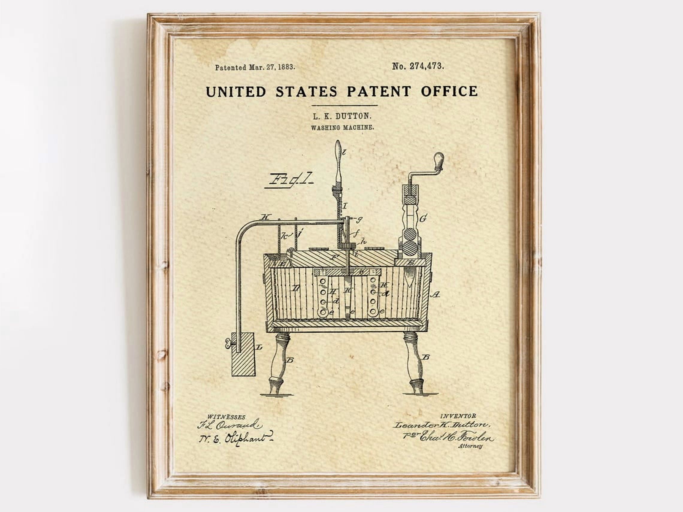 PosterArt Washing Machine Patent Art Print Unique Vintage Wall Décor ...