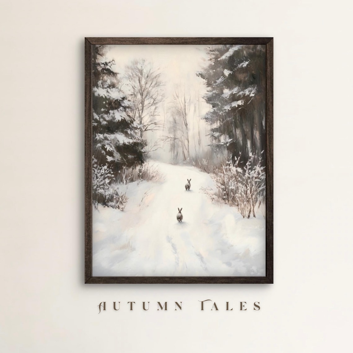 PosterArt Winter Forest Bunnies Poster Wall Art Minimalist Snowy ...