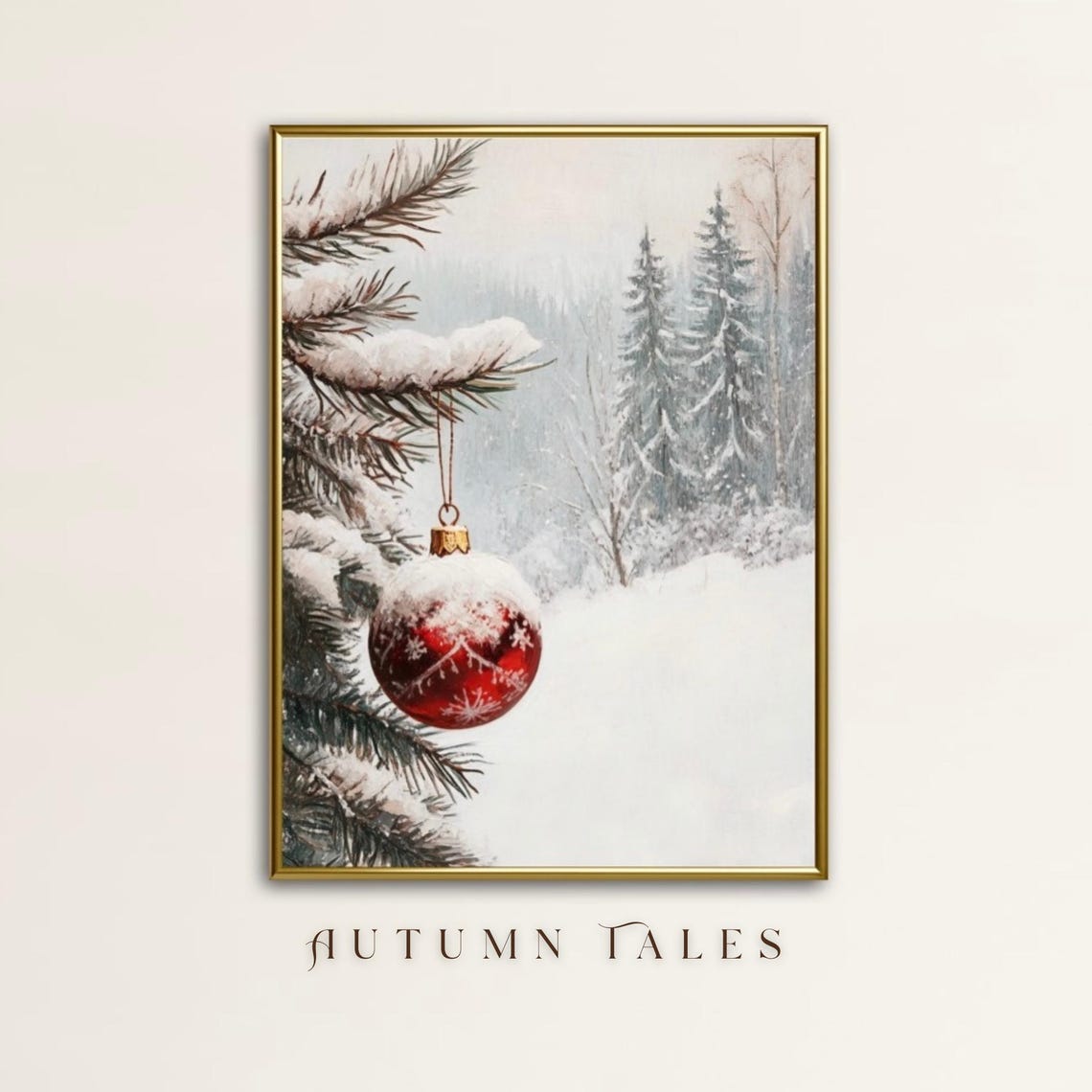 PosterArt Winter Holiday Poster, Moody Pine Tree in Snowy Forest ...