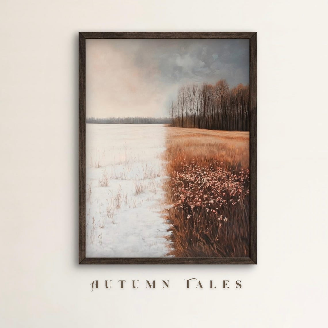 PosterArt Winter Spring Landscape Poster, Half Winter Half Spring Field ...