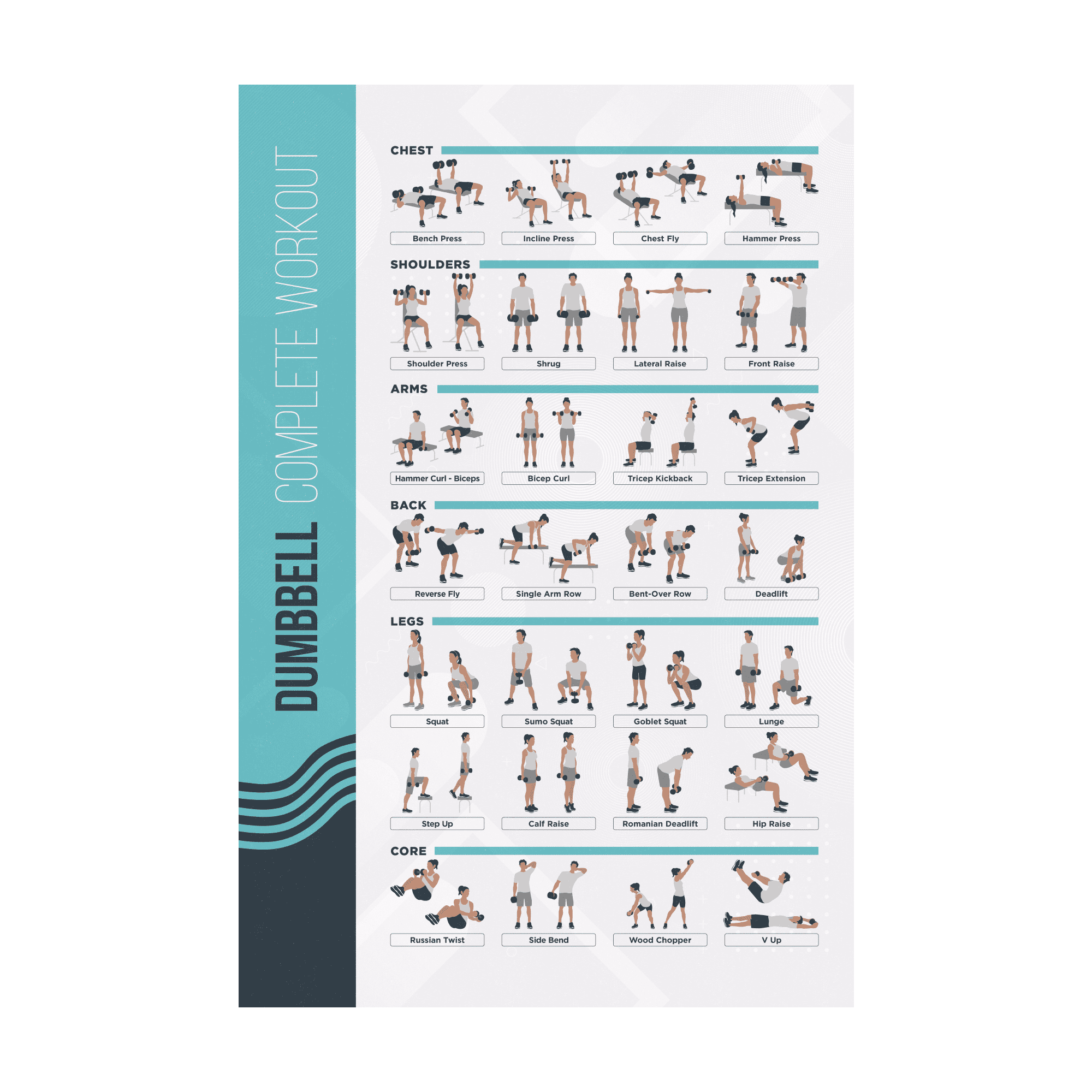 PosterMate Dumbbell Workout Exercise Poster - Home Gym Decor, (16.5 x ...