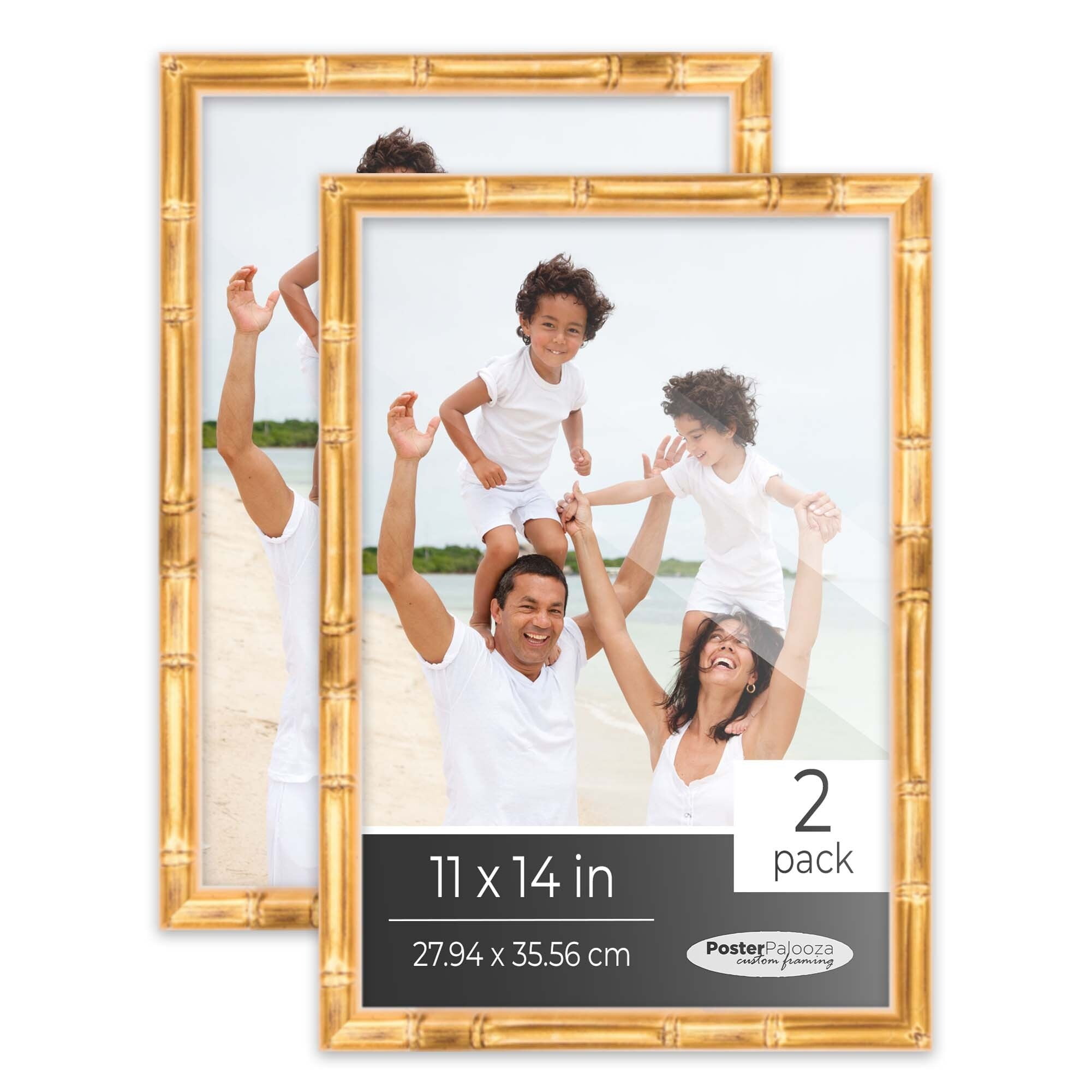 PosterPalooza 11x14 Gold Bamboo Picture Frame Set Pack of 2 11x14 Wood ...