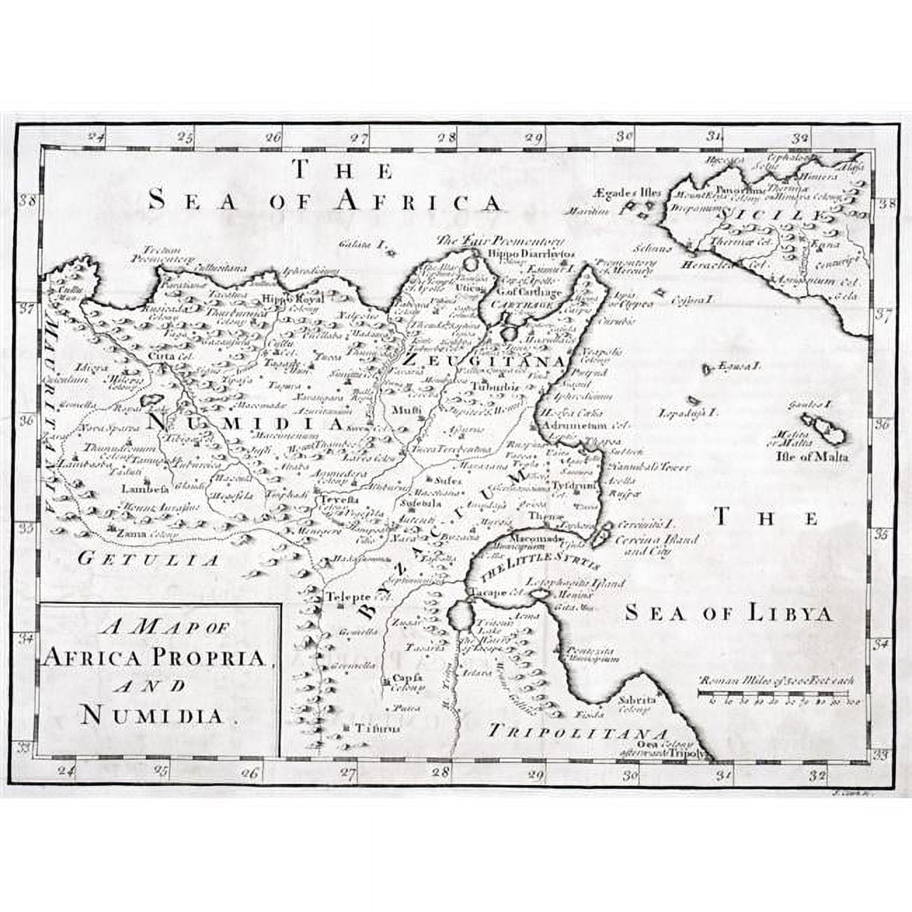 Posterazzi A 19th Century Map of Africa Propria & Numidia Poster Print ...