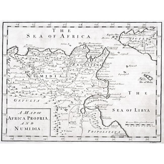 Posterazzi A 19th Century Map of Africa Propria & Numidia Poster Print ...