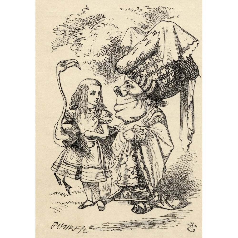 Posterazzi Alice with Flamingo Chats with The Duchess Illustration by ...