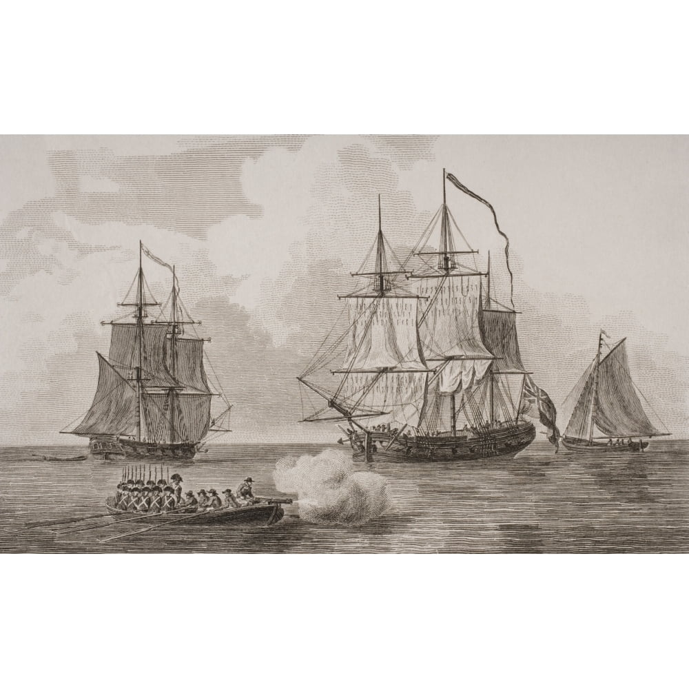 Posterazzi British Men of War From Left, Fire Brig, Flat Bottomed Boat ...