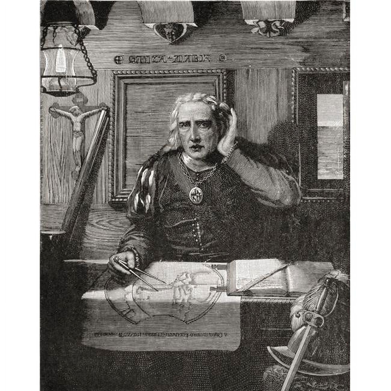 Posterazzi Christopher Columbus In His Cabin Hears That Land Has Been ...