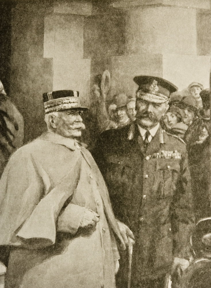 Posterazzi Co-Ordinating Allied Strategy - General Joffre Leaving The War Office with Lord ...