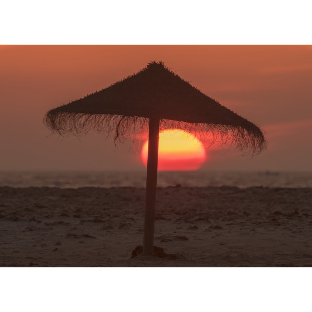 Posterazzi DPI12270876LARGE Silhouette of A Beach Umbrella on The Beach ...