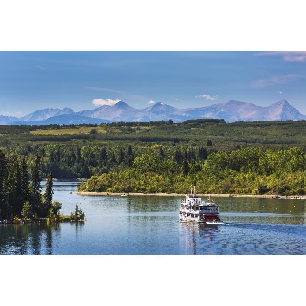 Posterazzi DPI12290247LARGE Paddlewheel Boat On Lake with Tree Lined ...