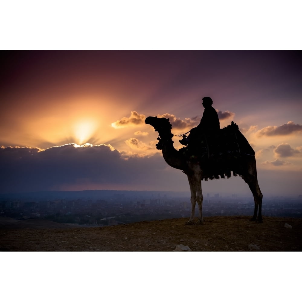 Posterazzi DPI12305585 A Lone Camel & Rider Stand in Front of The ...