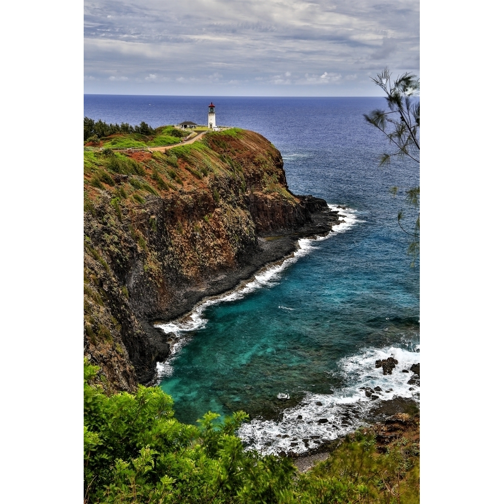 Posterazzi DPI12305783 A Lighthouse At The End of A Trail Above A Cliff ...