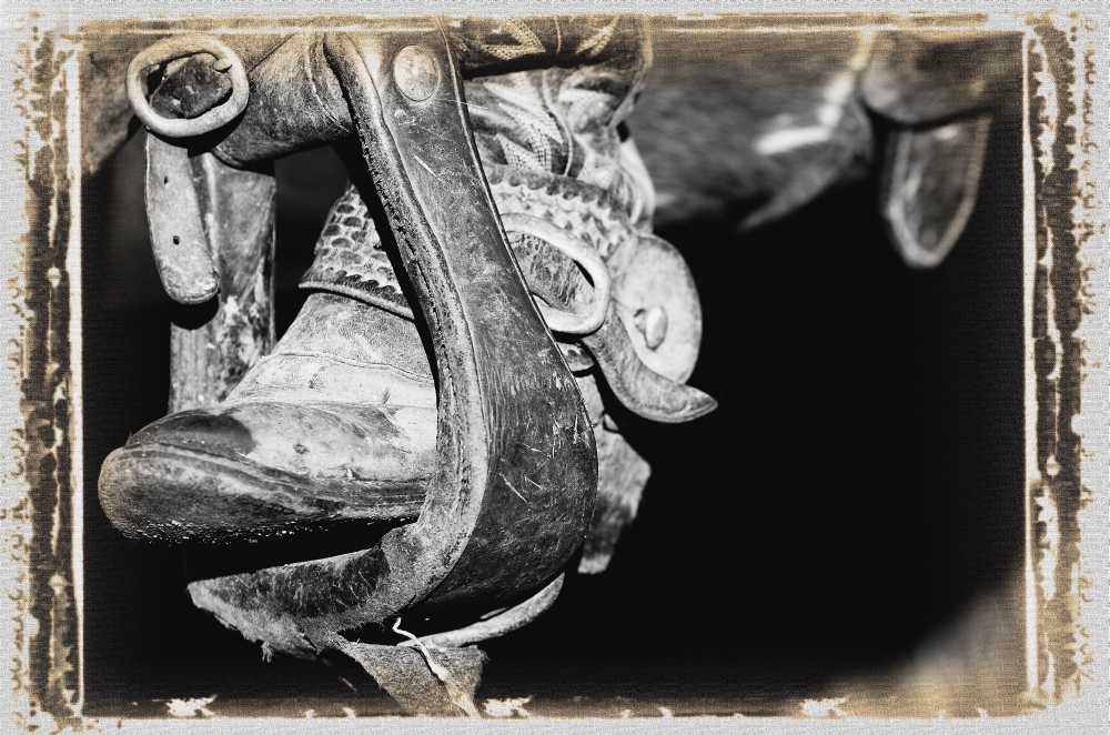 Posterazzi DPI1777332 A Black & White Photo of A Cowboy Boot & Stirrup ...