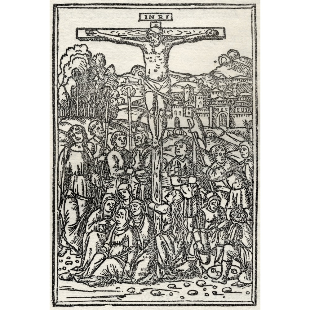 Posterazzi DPI1856500 Facsimile of The Crucifixion Used As The Initial Letter T From Officium ...