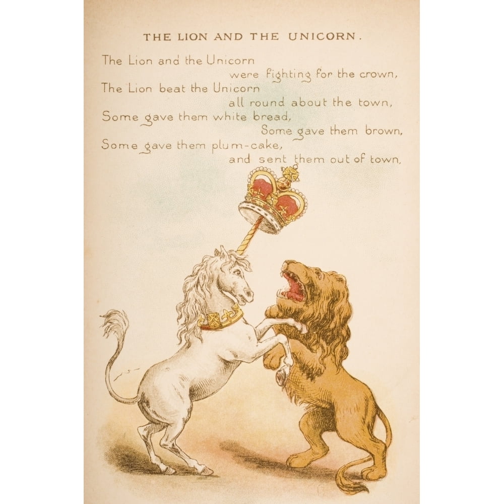 Posterazzi DPI1859268LARGE Nursery Rhyme & Illustration of The Lion & The Unicorn From Old ...