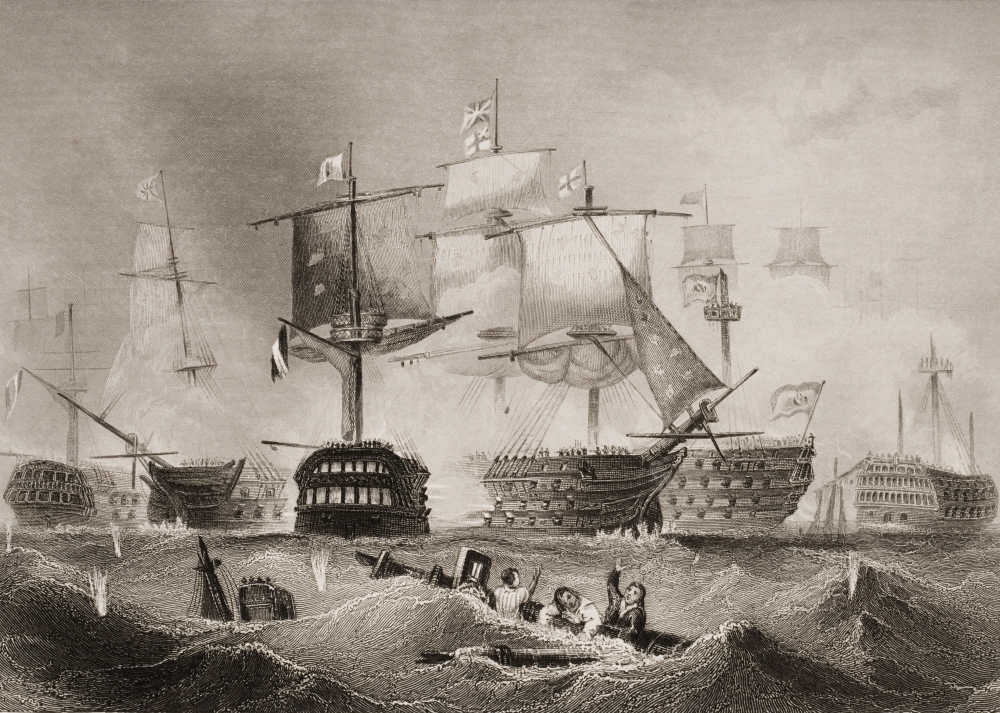 Posterazzi DPI1859565LARGE The Battle of Trafalgar. Engraved by A.H ...