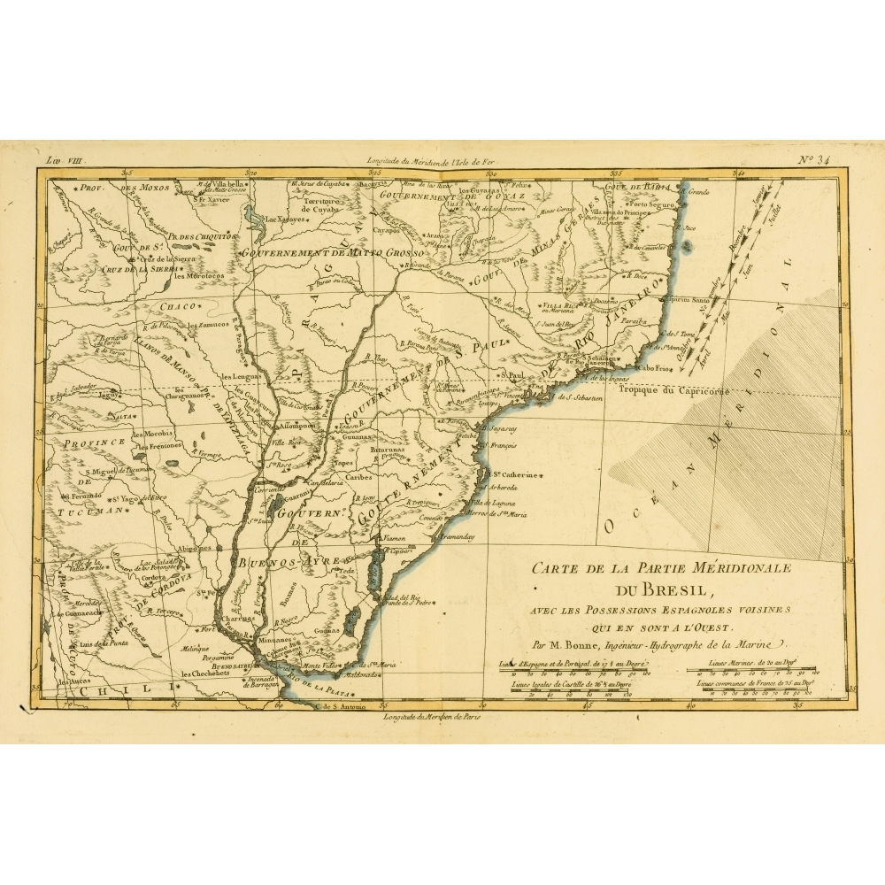Posterazzi DPI1859949LARGE Map of Southern Brazil Circa.1760 From Atlas ...