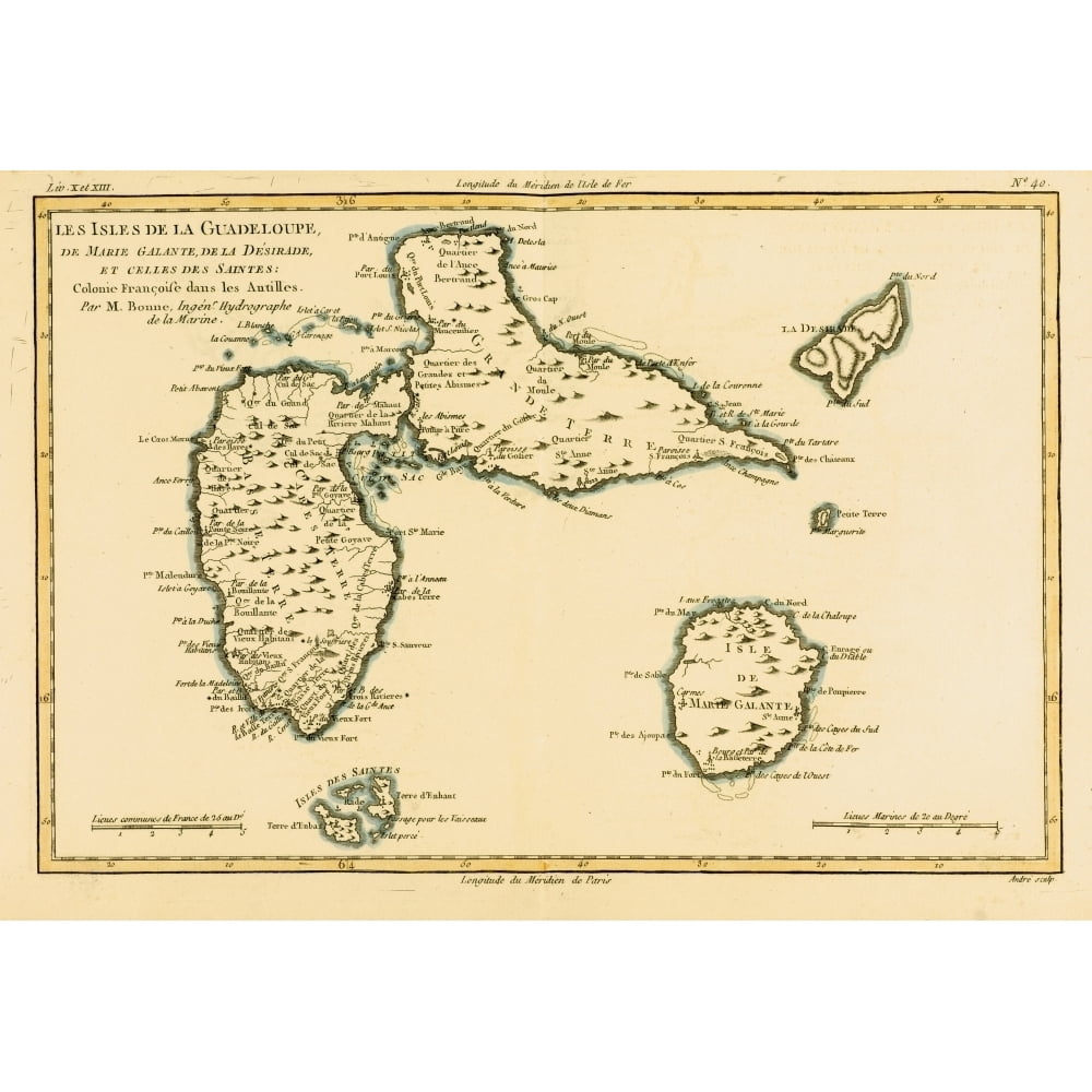 Posterazzi DPI1859956LARGE Map of The French Indies Or French Caribbean ...