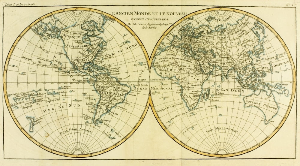 Posterazzi DPI1859967 Map of World Circa.1760 From -Atlas De Toutes Les ...