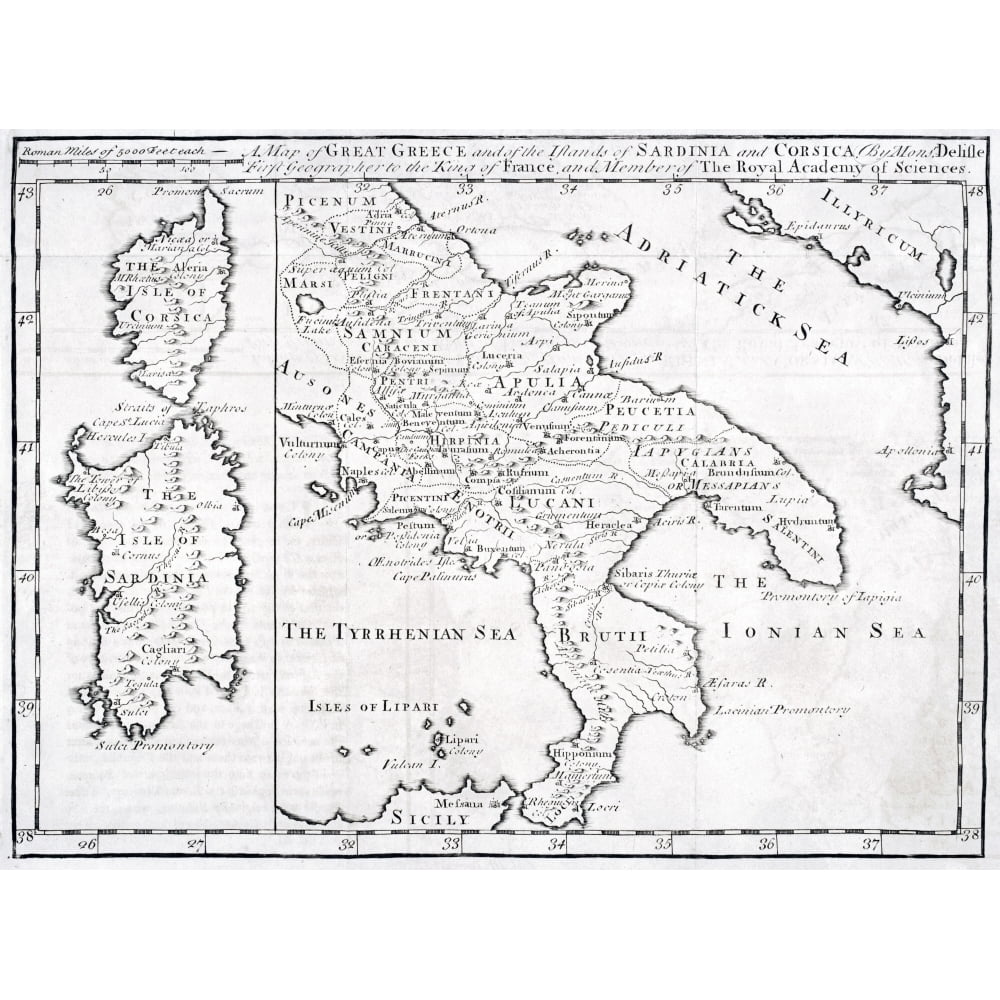 Posterazzi DPI1861621 19th Century Map of Great Greece & of the Islands ...