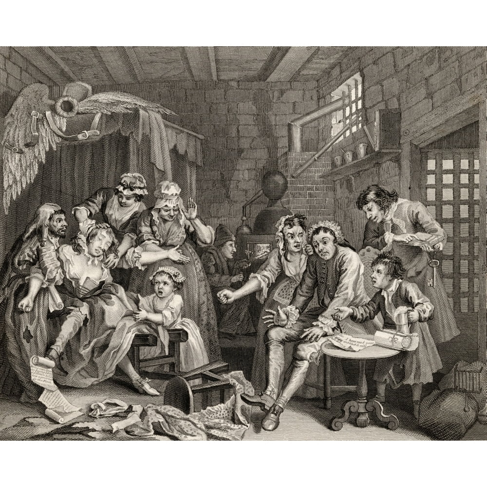 Posterazzi DPI1862149 The Rakes Progress Prison Scene From the Original Picture by Hogarth From ...