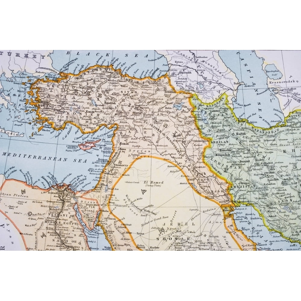Posterazzi DPI1862656 Partial Map of Middle East In 1890S From the ...