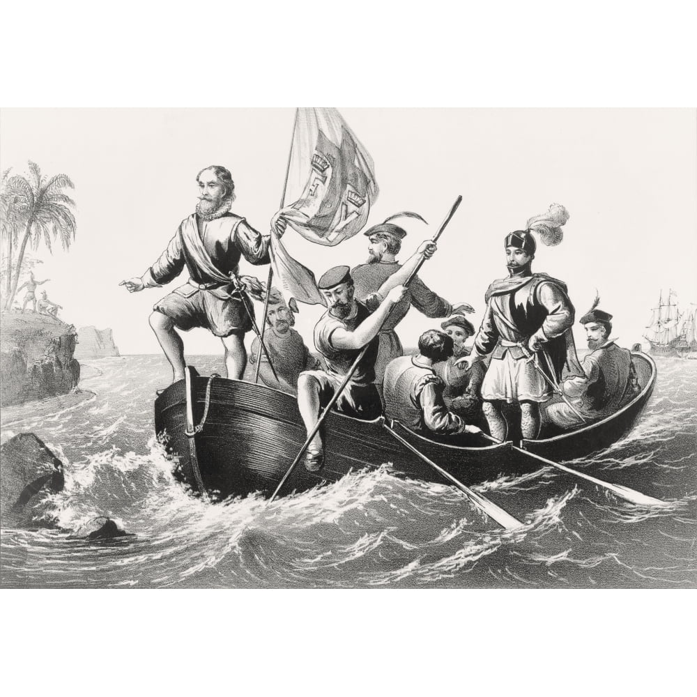 Posterazzi DPI1862771 Christopher Columbus Setting Foot In San Salvador ...
