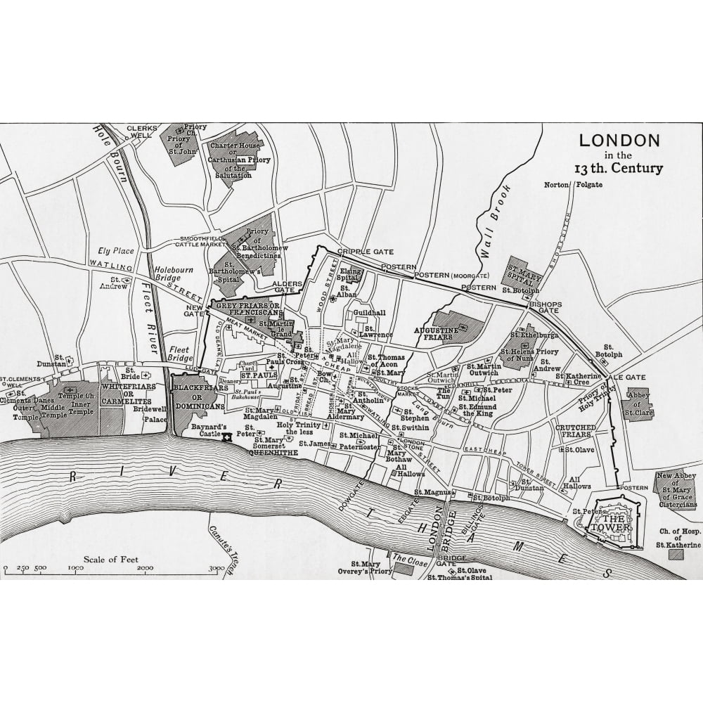 Posterazzi DPI1877876LARGE Plan of London, England In The 13th Century ...