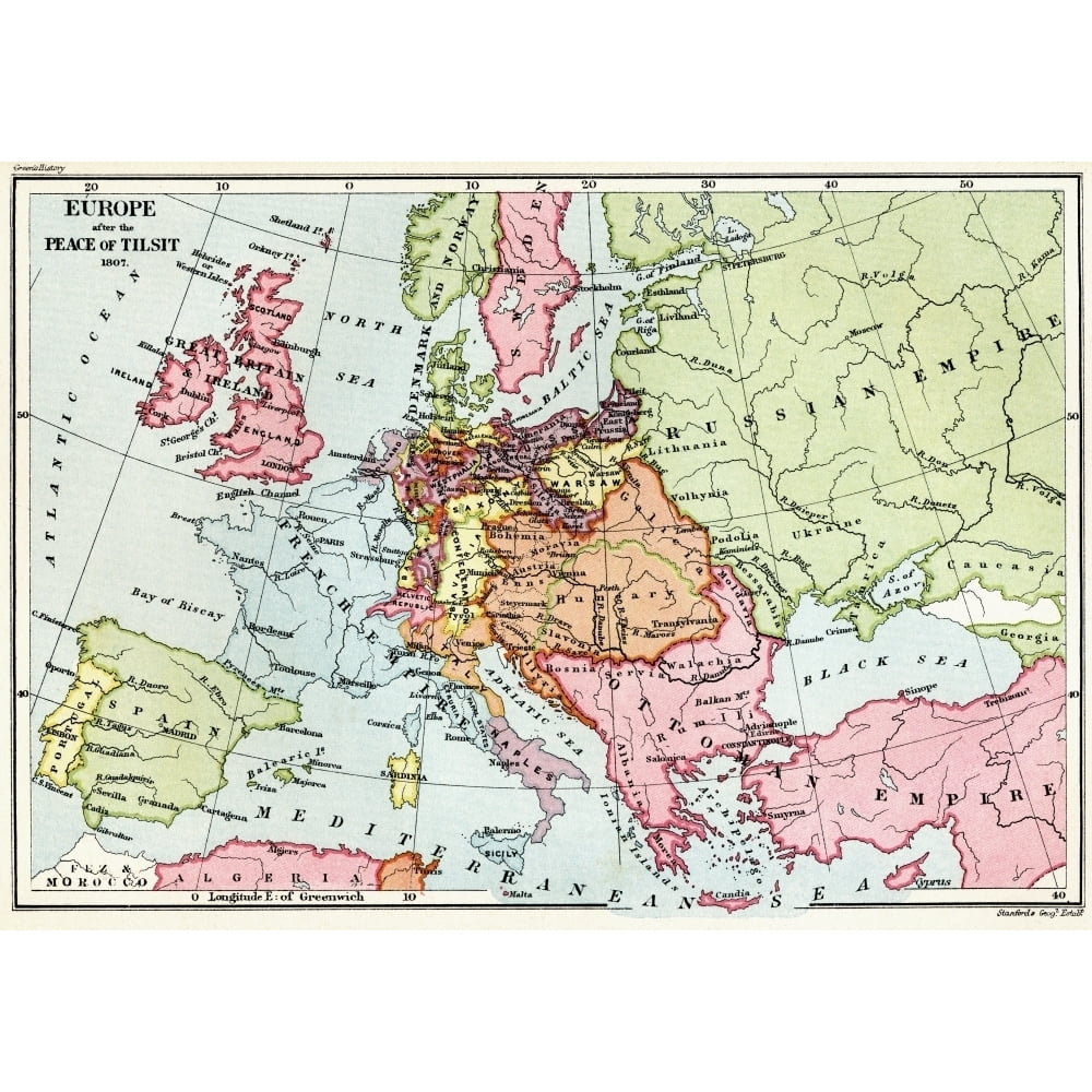 Posterazzi DPI1878023 Map of Europe After The Peace of Tilsit In 1807 ...