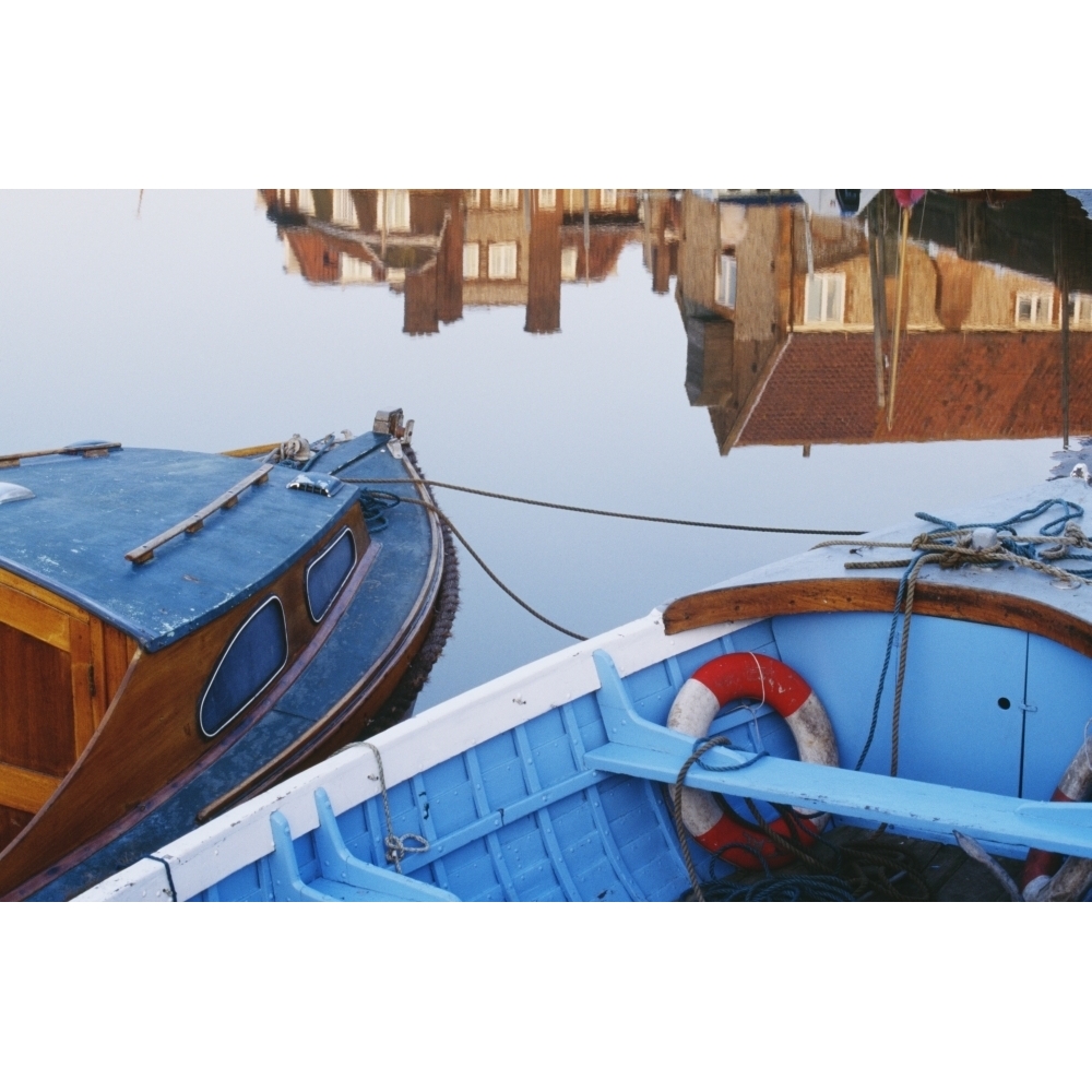 Posterazzi DPI1884246LARGE Fishing Boats & Reflection of Houses In ...