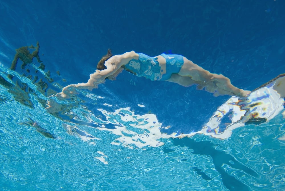 Posterazzi DPI1889171LARGE Underwater View of Woman Diving Into Pool ...