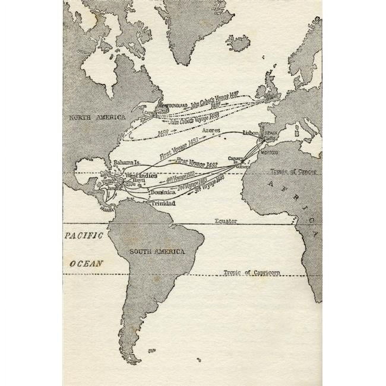 Posterazzi DPI1903671LARGE Map Showing The Voyages of Christopher ...
