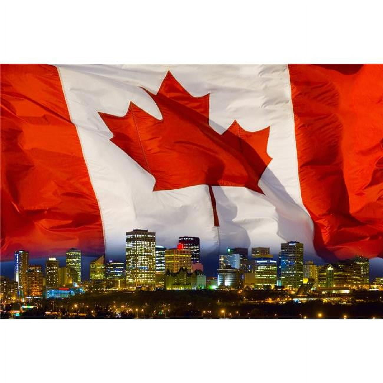 Posterazzi Flag of Canada Over Albertas Capital City Edmonton Alberta ...