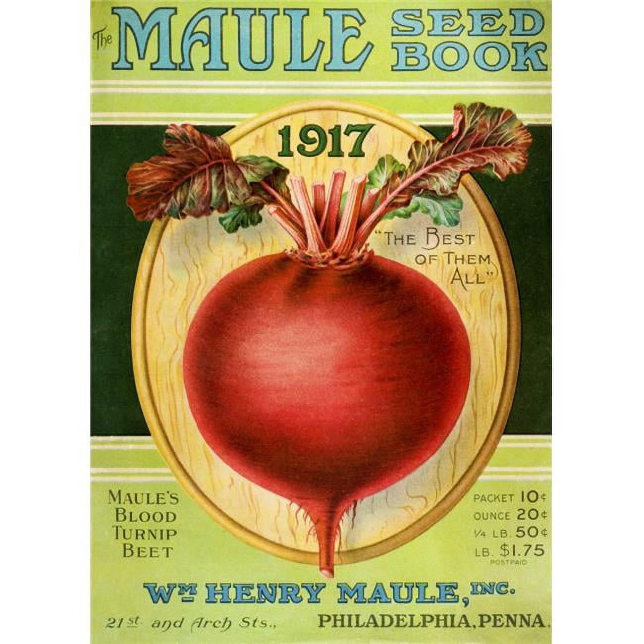 Posterazzi Historic Maules Seed Book with Illustration of Blood Turnip ...