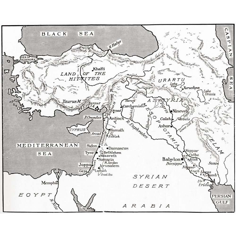 Posterazzi Ken Welsh Map of The Babylonian Assyrian And Hittite Empires ...
