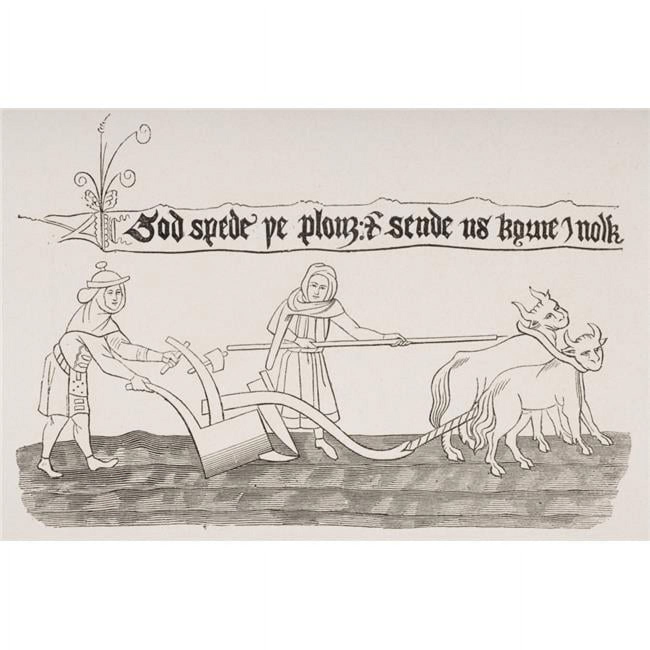 Posterazzi Man & Woman Ploughing Field Miniature From Ancient Anglo ...