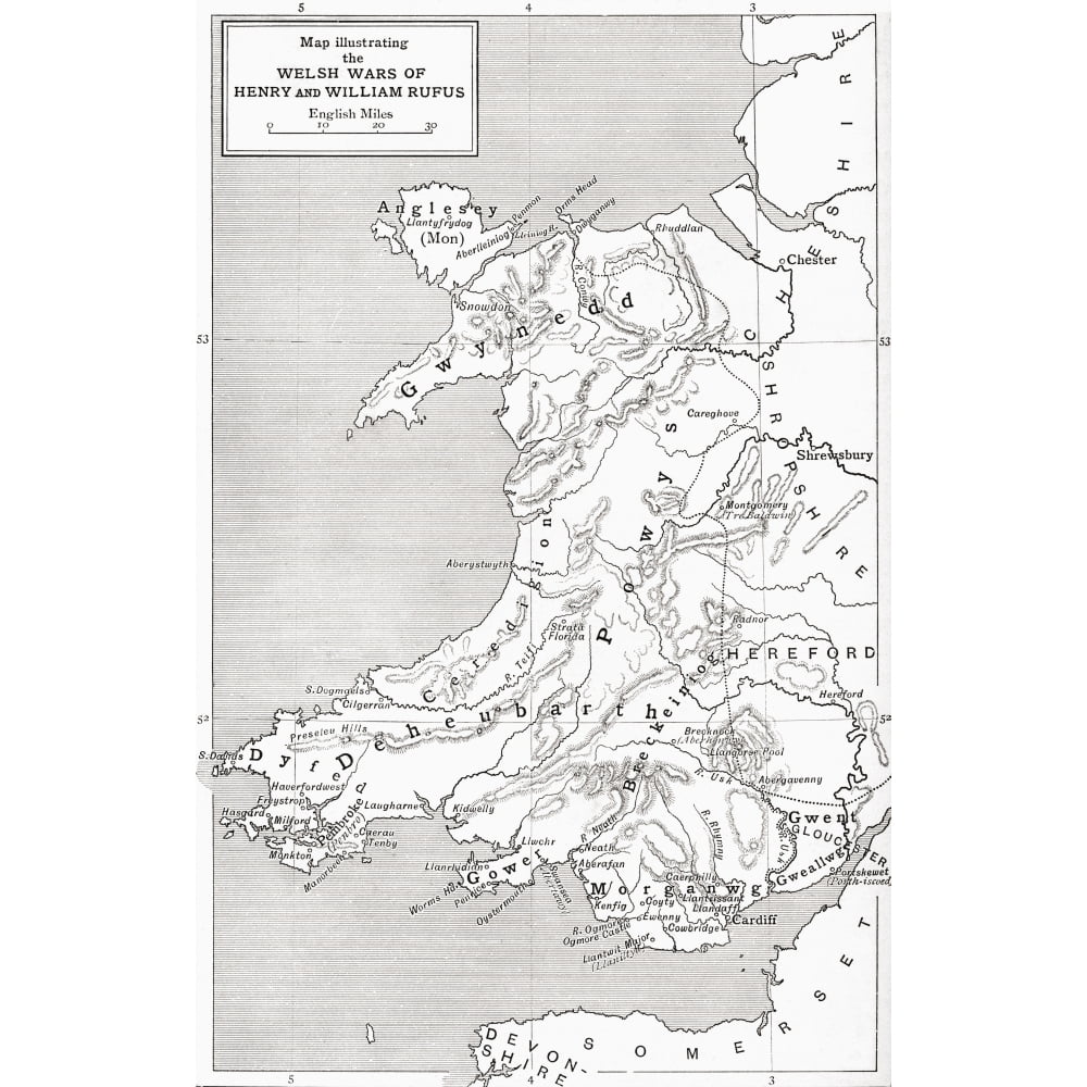 Posterazzi Map Illustrating The Welsh Wars of William Rufus & Henry I ...