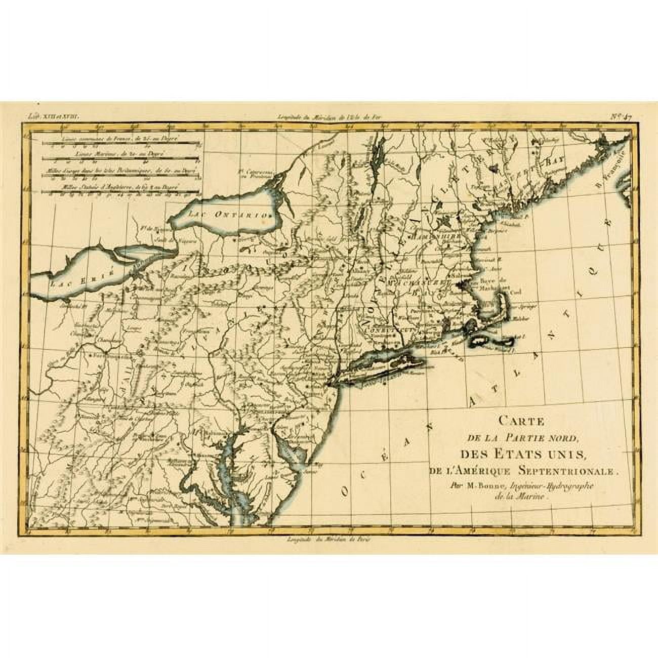 Posterazzi Map of The Northern United States of North America Circa ...