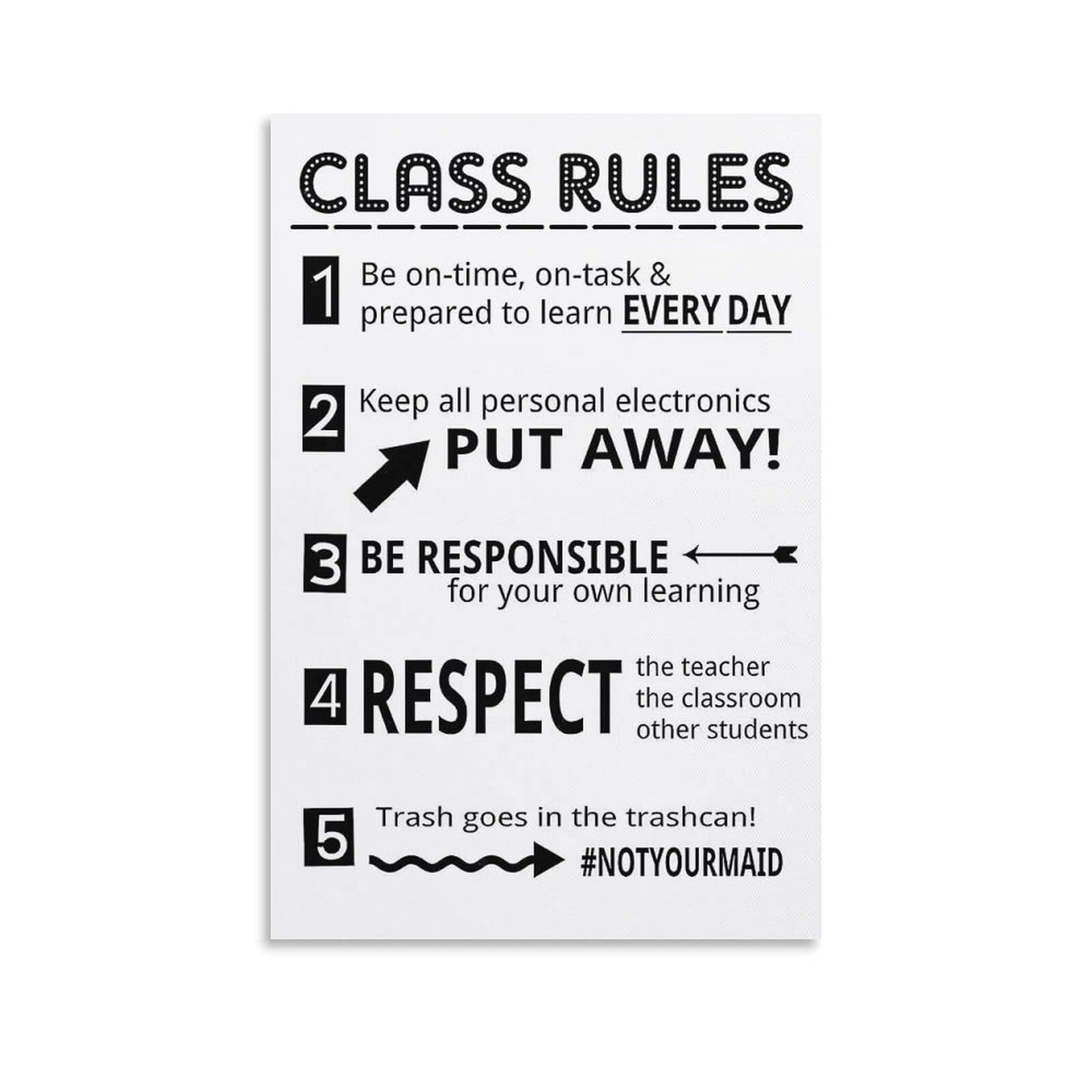 Posters Classroom Rules Poster Class Rules Poster for Middle School ...