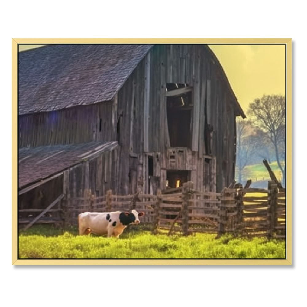 Posters Farmhouse Wall Art Farm Barn Country Art Sunset Landscape ...