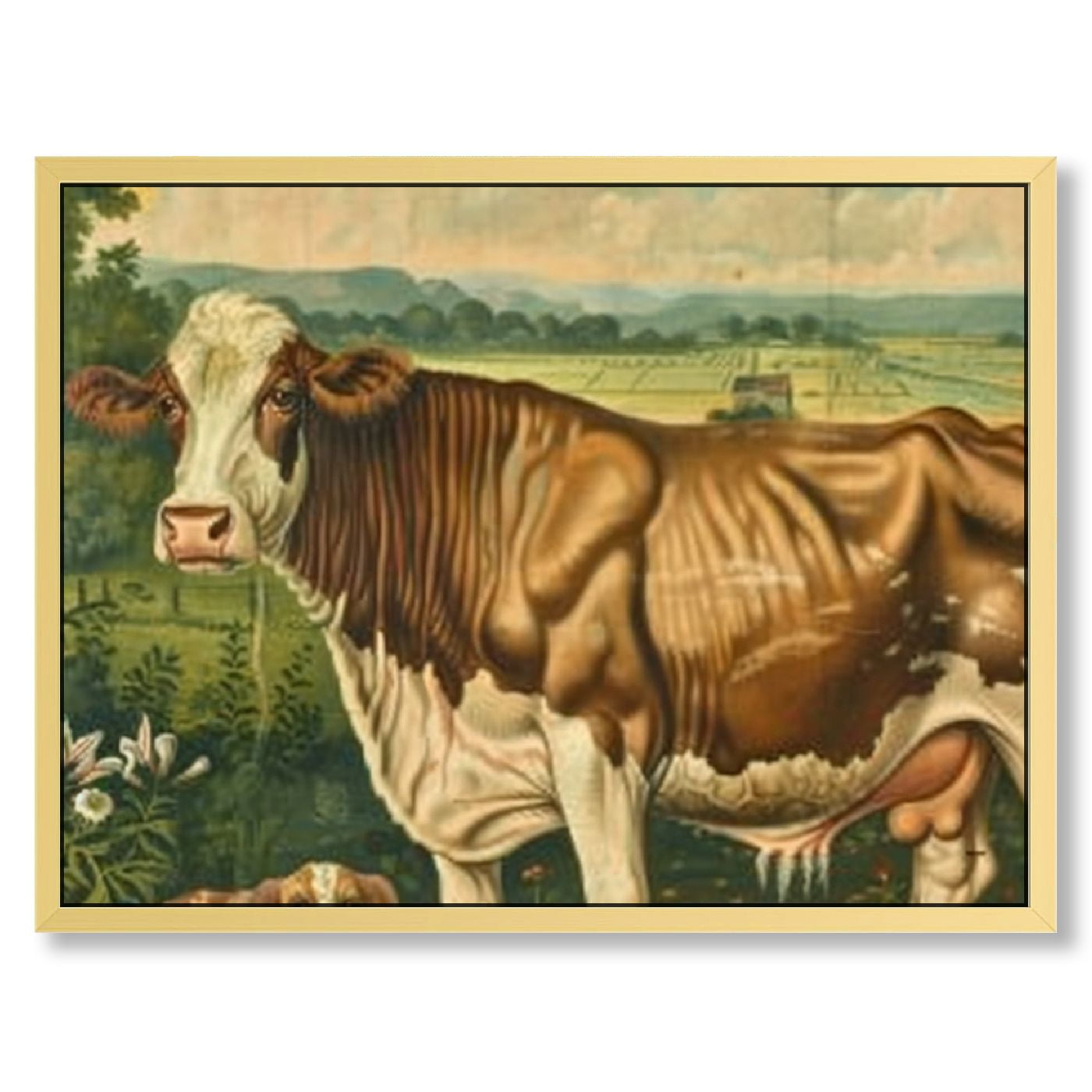 Posters Farmhouse Wall Art Man Cutting Feed Strong Cattle Art Animal ...